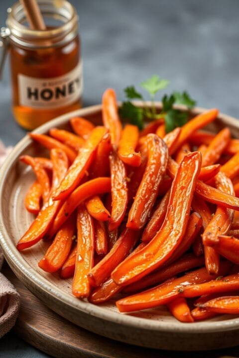 Sweet & Savory Magic: Honey Garlic Butter Roasted Carrots 🥕 - Savor & Spoon