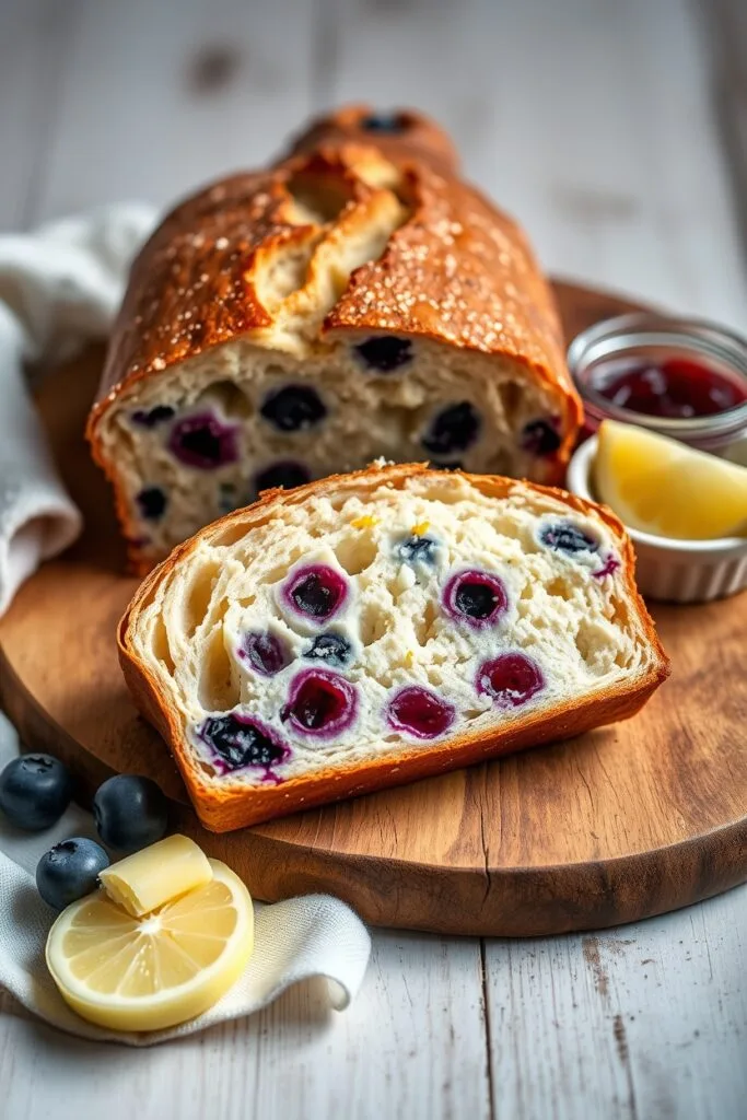 Sweet & Tangy Blueberry Lemon Sourdough Bread - Savor & Spoon