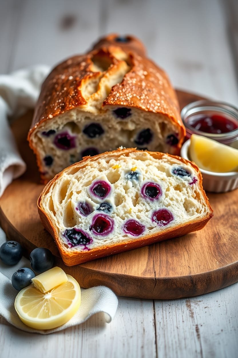 Sweet & Tangy Blueberry Lemon Sourdough Bread - Savor & Spoon