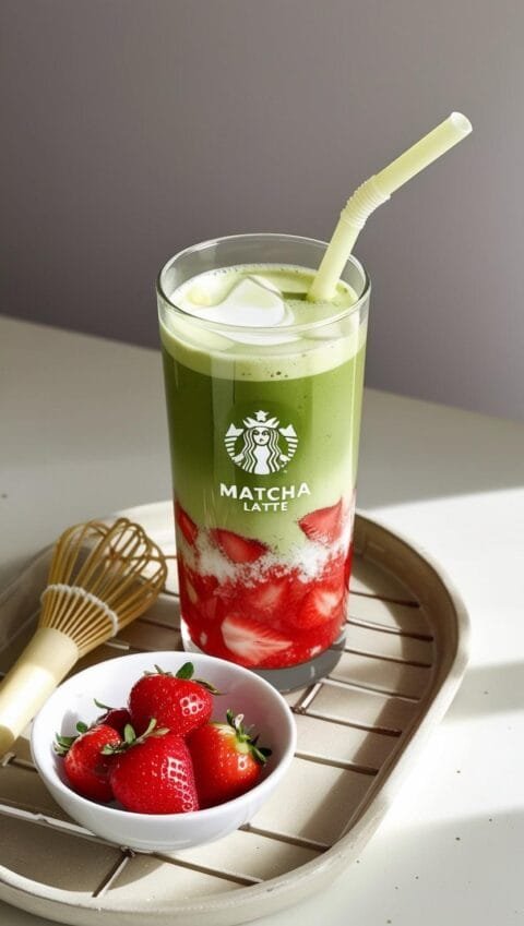 Heavenly Homemade Strawberry Matcha Latte Recipe - Savor & Spoon